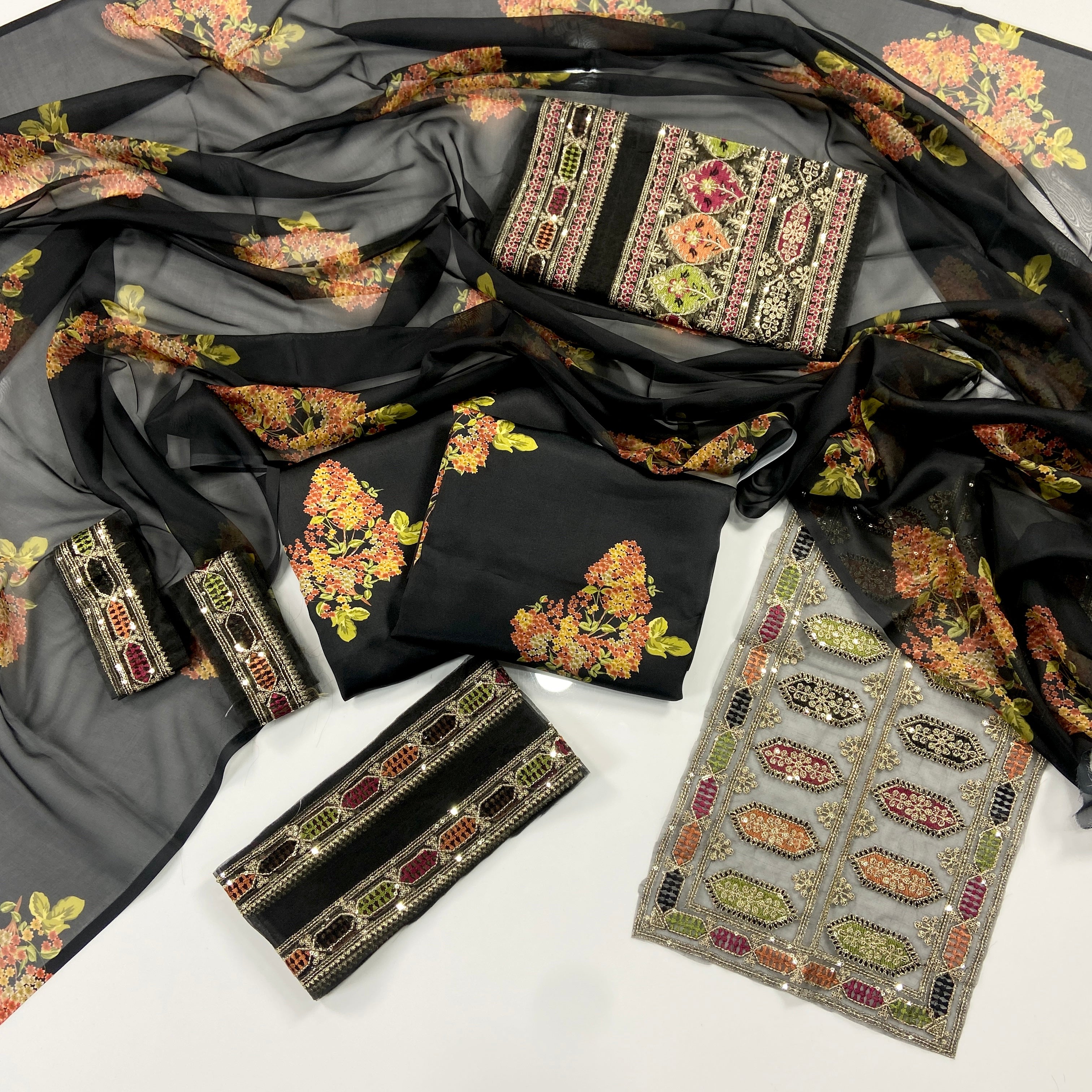 Sabyasachi Premium Silk – With Organza Patches – DawoodDesigner