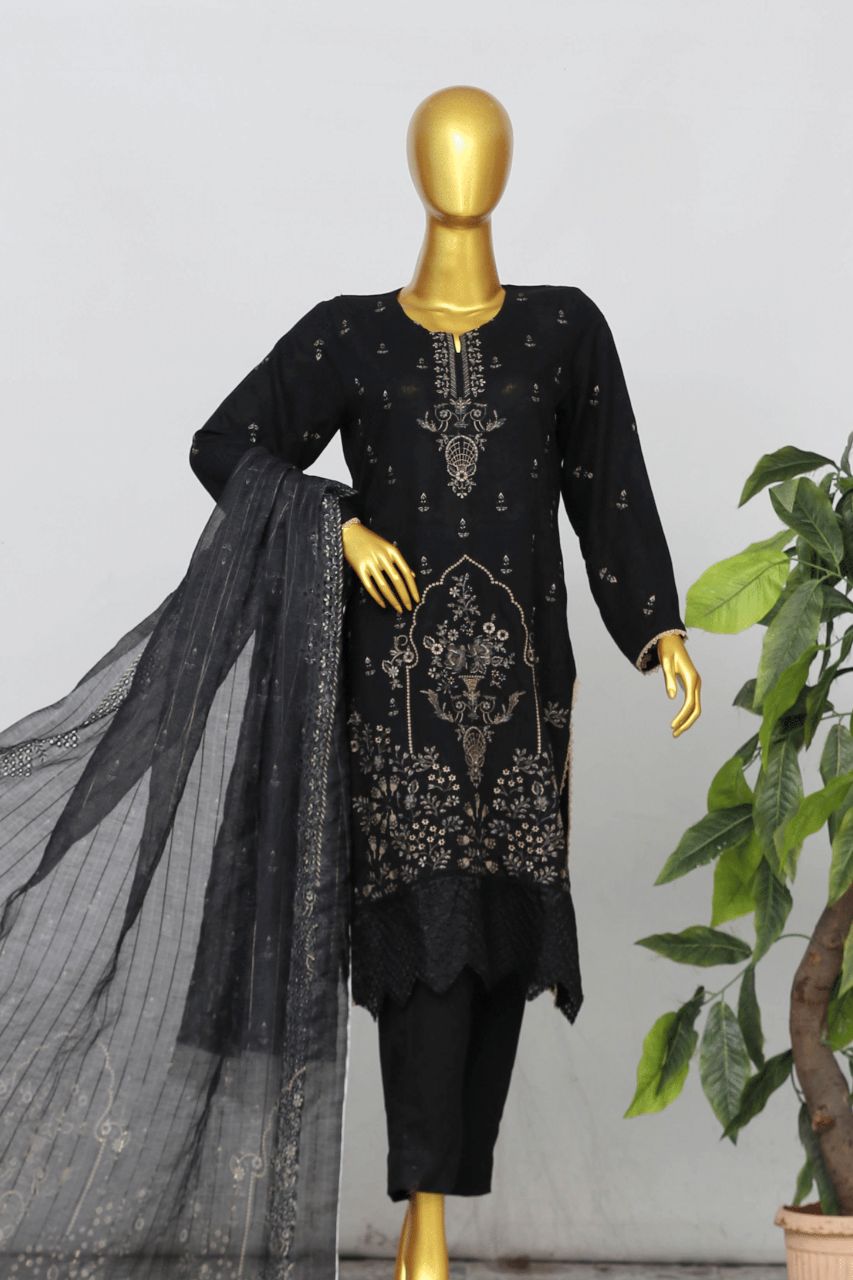 Mohagni Heavy Embroidered Karandi-3PC – dawooddesigners