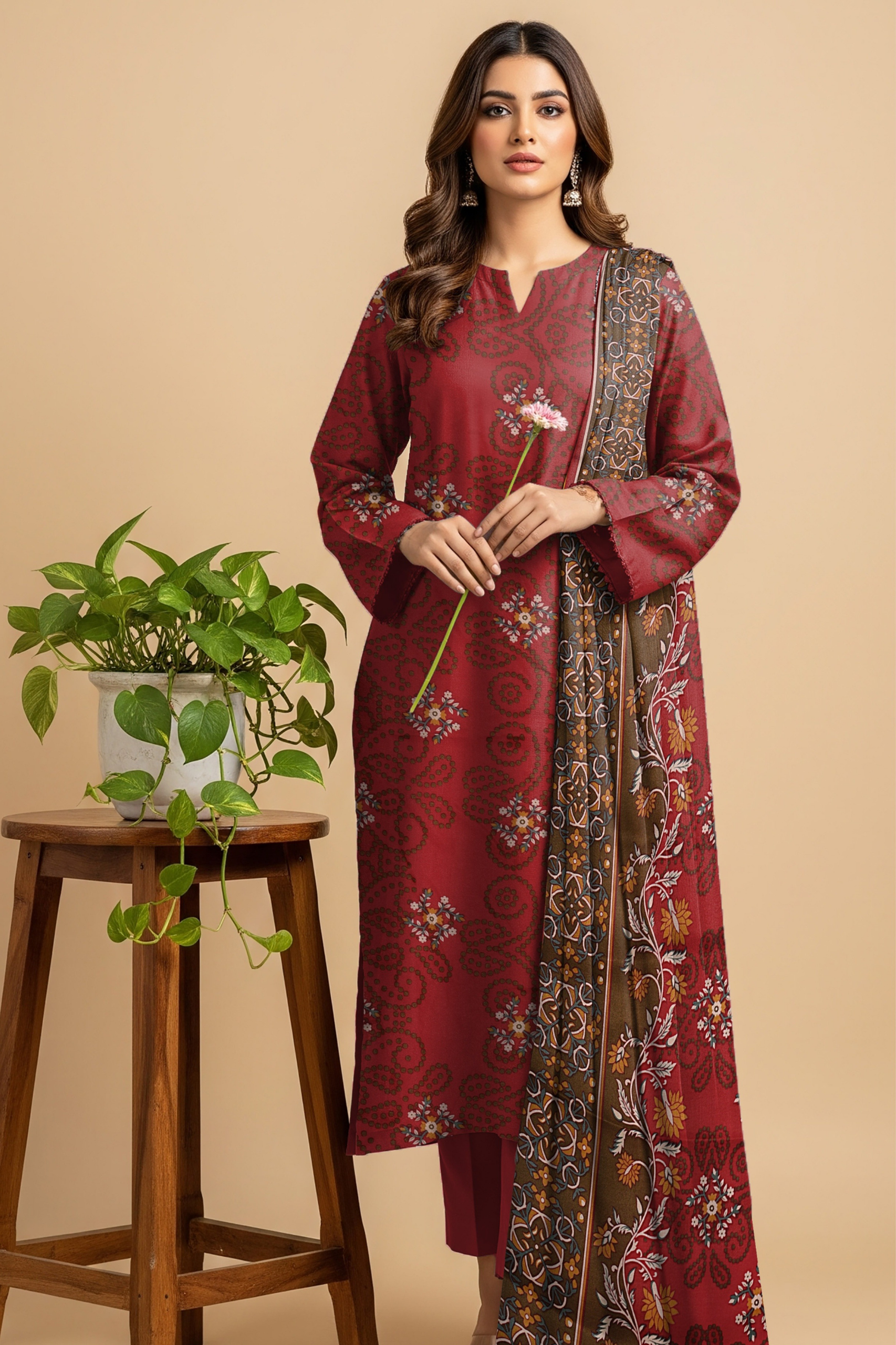 Noor By Fiza Noor Printed Wool 3PC – DawoodDesigner